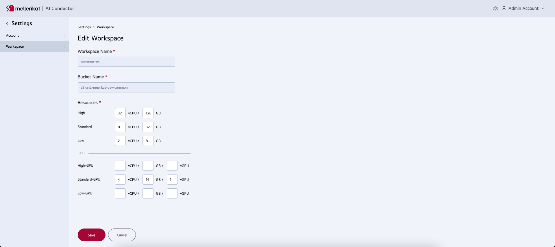 Manage Workspace | mellerikat Manage Workspace | mellerikat